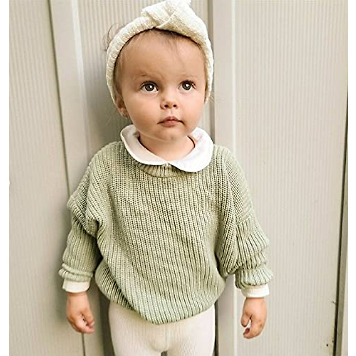 Infant Toddler Baby Girl Boy Knit Sweater Pullover Sweatshirt Warm Long Sleeve Shirt Tops Knitted Fall Winter Clothes (Light Green, 2-3T)