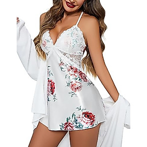 Avidlove Women'S Lingerie Cute Floral Pajama Set Lingerie Party Satin Clubwear