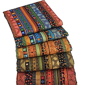 LKJYBG 5pcs 10x8in Cotton Craft Fabric Bundle Squares,Colored Printing Fabrics Ethnic Style Pattern Striped Bronzing Handmade Patchwork Set for DIY Sewing Patterns Craft Hats Clothes Cushions
