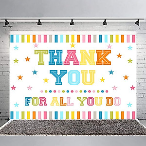 Ticuenicoa 5×3ft Thank You Backdrop Colorful Photography Background Thanks for Teachers Employees Thank You First Responders Support Doctors Nurses Party Decorations Banner Props