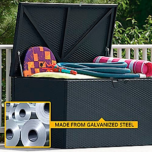 Arrow 4' x 2' x 2' Spacemaker Anthracite 134 Gallon Hot-Dipped Galvanized Steel Storage Deck Box