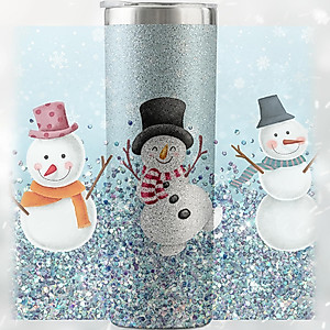 Onebttl Snowman Gifts for Women, Unique Snowman Tumbler for Snowman Lovers, 20oz Stainless Steel Skinny Tumbler With Cute Snowman Pattern, Gift Box Included, Snowman Gifts for Girls