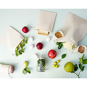 ecogreentextiles 100Pcs Muslin Natural Cotton Bags with Drawstring - 4x6 Inches 100% Organic Cotton used for Everyday Storage Grocery, Dust Cover, Shopping, Gift, Shoe