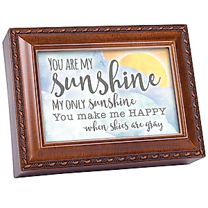 Cottage Garden You are My Only Sunshine Happy Woodgrain Keepsake Music Box Plays You are My Sunshine