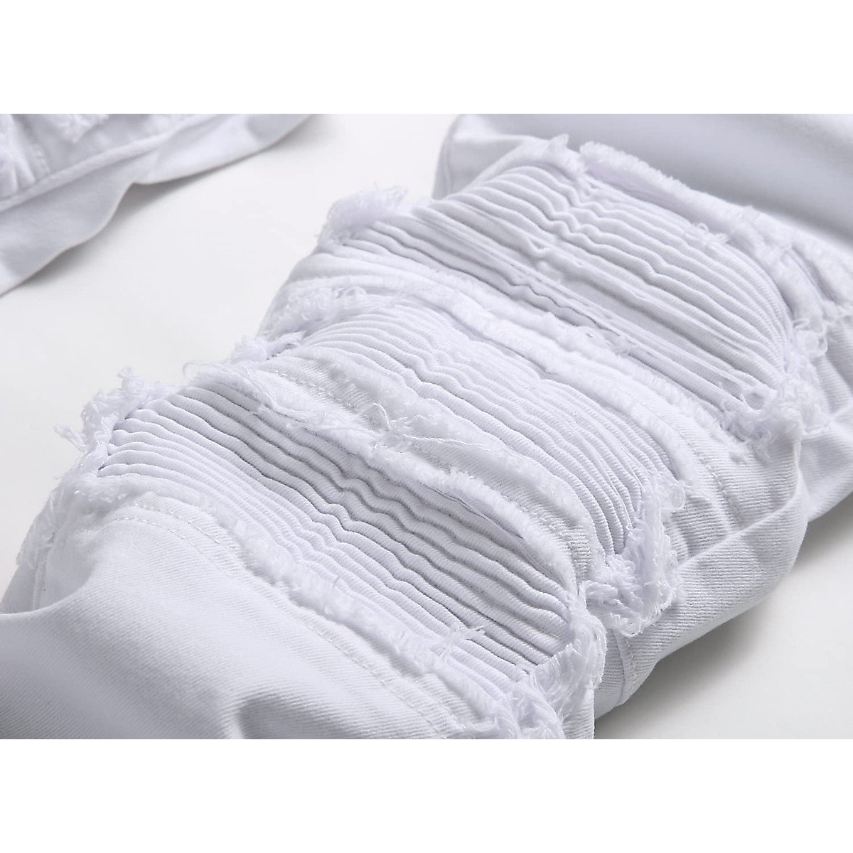 RXXKKK Men's Classic Zipper Biker Regular Fit Flex Jean (36, 6611 White)