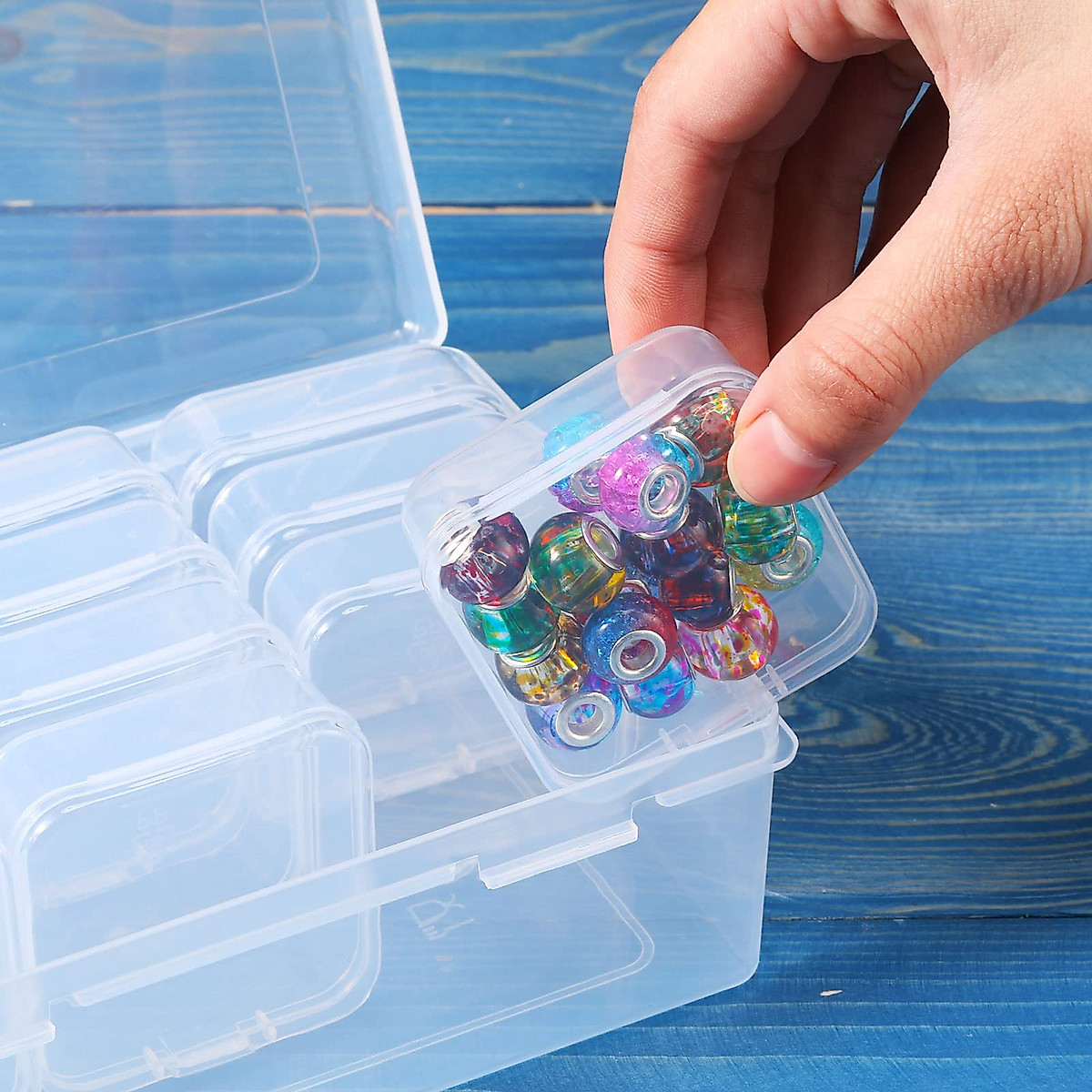 Clear Plastic Storage Cases Small Beads Organizer Container Transparent Boxes with Hinged Lid for Small Items with Hinged Lid and Rectangle Clear Craft Supply Cases (52 Pieces)