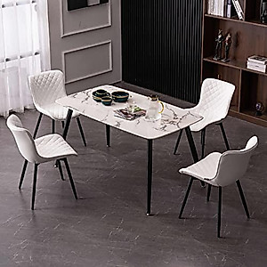 Kidol & Shellder Dining Chairs Kitchen Dining Room Chairs Set of 2 Modern Upholstered Living Room Chairs Faux Leather Vanity Chair Comfortable Contemporary Makeup Chair(White),3 Mins Quick Assembly