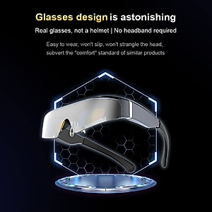 MYPOWR AR Glasses, 3D VR HMD Monitor, 1920x1080x2 HD Display, 4K Display 4496PPI, Hardware 3D Split Screen, Connected to Various Media Sources Directly