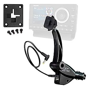 ChargerCity Dual USB Sirius XM Satellite Radio Car Truck Lighter Socket Mount w/Tilt Adjust & PowerConnect Cable Adapter for Onyx Plus EZR EZ Lynx Stratus Starmate Xpress (Vehicle Dock NOT Included)