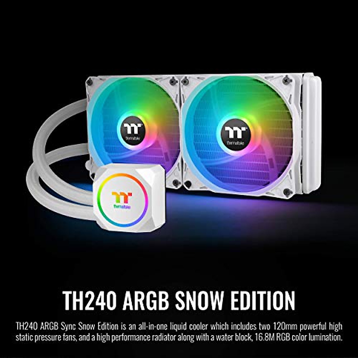 Thermaltake TH240 ARGB Snow Edition AM5/AMD/Intel LGA1200 Ready All-in-One Liquid Cooling System 240mm High Efficiency Radiator CPU Cooler CL-W301-PL12SW-A, White