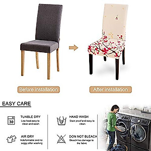 SearchI Dining Room Chair Covers Slipcovers Set of 6, Spandex Super Fit Stretch Removable Washable Kitchen Parsons Chair Covers Protector for Dining Room,Hotel,Ceremony, Flowers