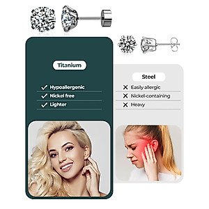 5 Pairs Set Ladies Titanium Earrings, Anti-Allergy Earrings, Noble and Classic, Acid and Alkali Resistant, Antioxidant, No Fading 3-7mm