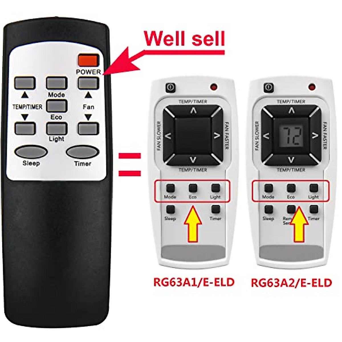 Replacement for Frigidaire Air Conditioner Remote Control FFTA103WA1 FFTA103WA2 FFTA123WA1 FFTA123WA2 FFTA142WA2 FFTH082WA1 FFTH102WA2 FFTH122WA2 FFTH142WA2 FFRE063WAE FFRE083WAE FFRE103WAE