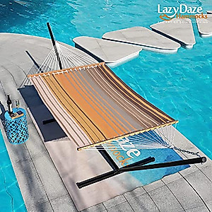 Lazy Daze Hammocks Quick Dry Hammock with Spreader Bar 2 Person Double Hammock with Chains Outdoor Outside Patio Poolside Backyard Beach 450 lbs Capacity Coffee
