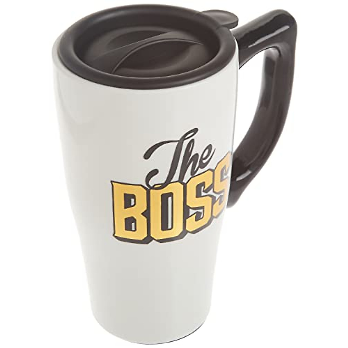 Spoontiques - Ceramic Travel Mugs - The Boss Cup - Hot or Cold Beverages - Gift for Coffee Lovers