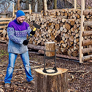 SUDEAUO Firewood Kindling Splitter Manual Log Splitter Wedge Wood Splitter with Hammer and Fixing Screws Included, High Carbon Steel Kindling Splitter for Wood,Safe and Portable