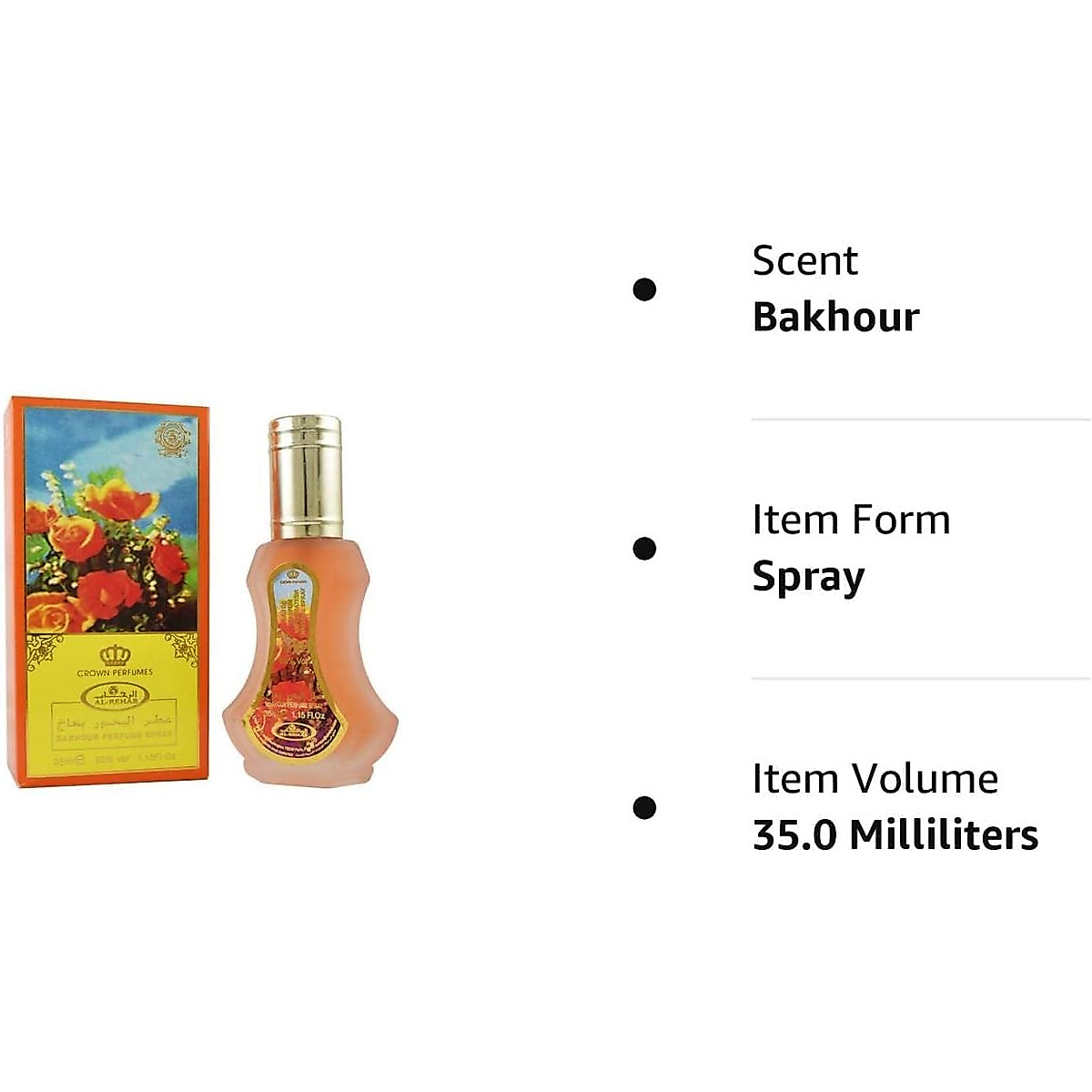 Al-Rehab Bakhour Eau de Parfum Spray for Unisex, 1.15 Ounce