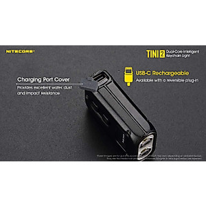 Nitecore TINI 2 Ultra Compact Keychain Flashlight, 500 Lumen USB-C Rechargeable with Digital Display (Black)