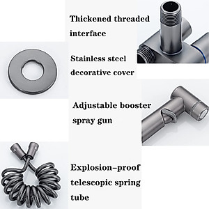 1-In-2-Out Dual Control Valve, 1-In-2-Out Washing Machine and Toilet Faucet, Dual Control Valve for Bidet, Bathroom Faucet Double Handle Dual Control with Pull Out Sprayer (1 Set Silver)