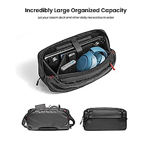 tomtoc Carrying Case for Steam Deck Console & Accessories, Protective Shoulder Bag Pouch with Pockets Fit Console, Original AC Charger Adapter, Original Dock, Lightweight Everyday Carry Bag for Travel
