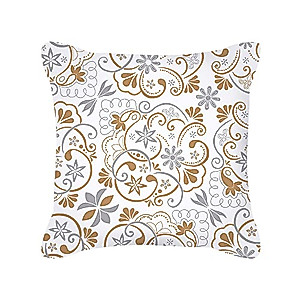 Willing Life Pack of 4 Waterproof Outdoor Indoor Throw Pillow Covers 18x18 Decorative Grey Floral Leaf Boho Pillowcases Double-Sided Cushion Covers for Garden Patio Swing Balcony Sofa Couch