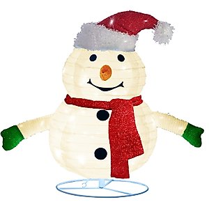 Twinkle Star 2FT Lighted Pop Up Christmas Snowman Decorations, Pre-Lit Light Up 48 LED Warm White Lights, Collapsible Easily Metal Stand Easy-Assembly Reusable for Holiday Xmas Indoor Outdoor Décor