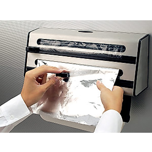 Emsa Triple Roll Dispenser Contura of Stainless Steel, Silver/Black