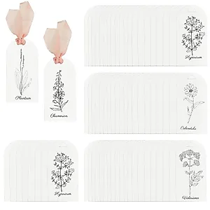 Beeveer 100 Pcs Acrylic Place Cards Wedding Blank Arched Frosted Clear Wedding Reserved Signs for Chairs Acrylic Name Tag Seat Label with Ribbon for Table Setting Numbers Guest Names Dinner Parties