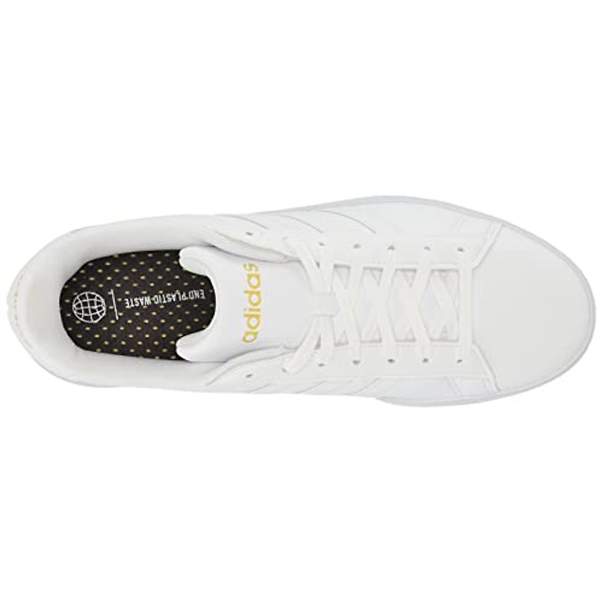 adidas Women's Grand Court 2.0 Tennis Shoe, FTWR White/FTWR White/Gold Metallic, 8.5