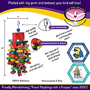 Super Bird Creations SB439 Beakasaurus Bird Toy, Large/XL Bird Size, 20" x 7" x 6"