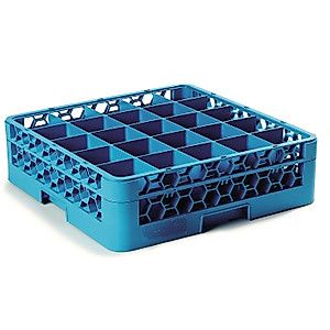 CFS RG25-114 OptiClean 25 Compartment Glass Rack with Extender, 3-1/2" Compartments, Blue (Pack of 4)