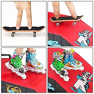 Mini Finger Toy Skateboard Park Ramp Kit, MOMSIV Fingerboard Half Pipe Ultimate Parks Training Props Accessories for Kids Adult (Style D)