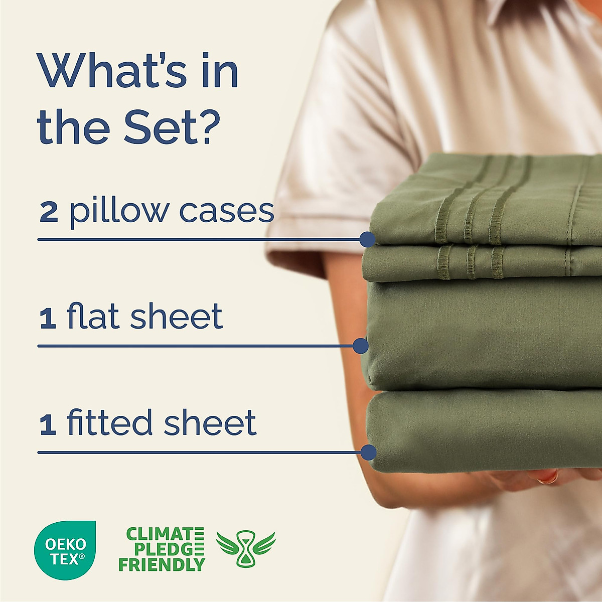 Queen Size 4 Piece Sheet Set - Comfy Breathable & Cooling Bed Sheets Set - Hotel Luxury Bedding for Women, Men, Kids & Teens - Deep Pockets, Easy-Fit, Super Soft & Wrinkle Free - Oeko-Tex - Sage Green