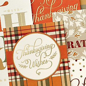 Hallmark Bulk Thanksgiving Cards Assortment (72 Cards with Envelopes) Stripes, Leaves, Plaid