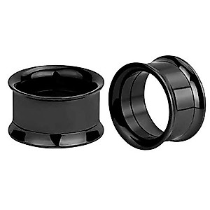 HISHION 12pcs Stainless Steel Tunnels for Ears Gauges 6g-20mm Screw Fit Double Flared Expander Set for Women Men Body Piercing Jewelry(6mm 2G)