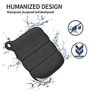 WWW Protective Case Designed for Apple AirPods 2 & 1 , 5 in 1 Accessories Set Silicone Cover for AirPods 2 and 1 Charging Case with AirPods Covers/Anti-Lost Lanyards/Keychain/Carrying Box Black