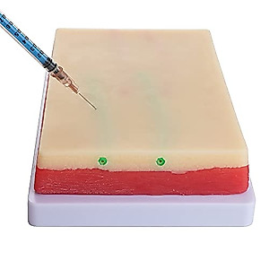 2 Pack Venipuncture IV Injection Training Pad Model, Silicone Human Skin Suture Training Model, Injection Practice Pad，4 Veins Imbedded, 3 Skin Layers