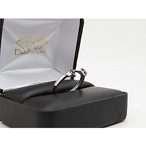 Dazzlingrock Collection 14K Round Blue Sapphire & White Diamond Ladies Wedding Ring Matching Guard Band, White Gold, Size 10