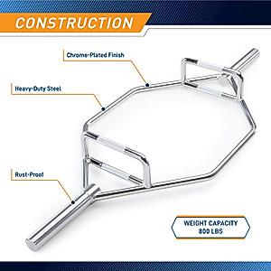 Marcy Olympic Hex Bar, Trap Bar for Squats, Deadlifts and Shrugs, Chrome-Plated Finish HTB-6921