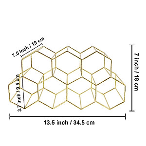 9 Bottle Metal Wine Rack, Tabletop Freestanding Wine Rack, Countertop Wine Storage Holder, Gold