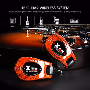 Xvive U2 Guitar Wireless System Guitar Wireless Transmitter and Receiver 2.4GHz 4 Channels for Guitar,Electric Guitar,Bass,Violin