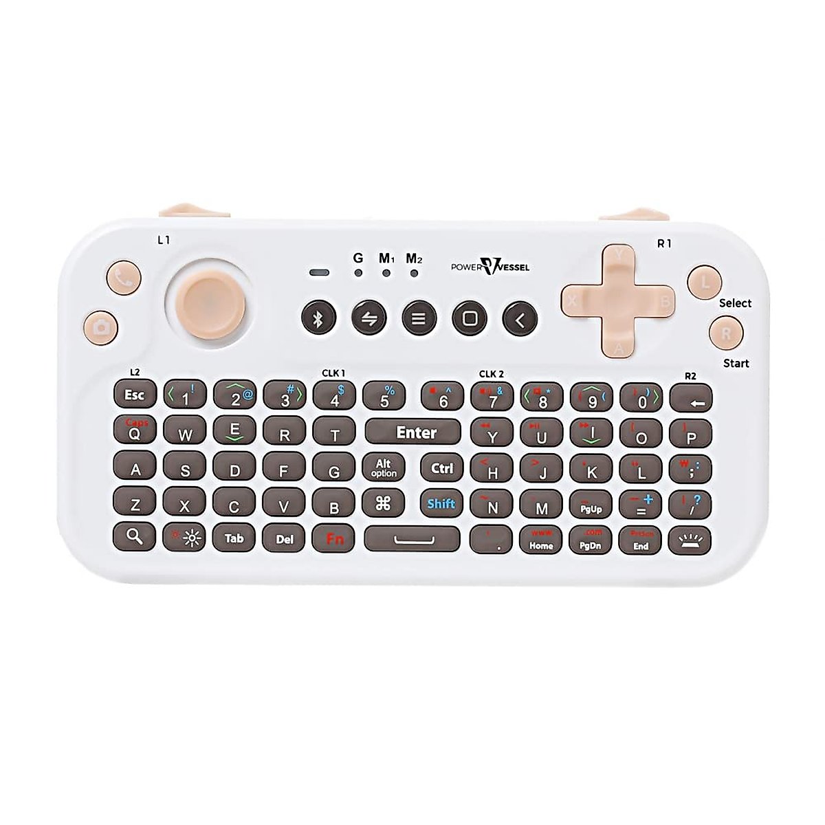 FUNDIAN Bluetooth Pocket Keyboard with Jog Mouse and Audio, White, Remote Wireless Controller Compatible with Smartphone, Laptop, Tablet, Nvidia Shield TV, Xiaomi TV Stick, Mi Box, Fire TV