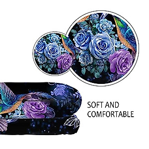 DISNIMO Hummingbird Throw Blanket for Couch Sofa Bed, Rose Blanket Plush Fleece Kids Adults Blanket Soft Cozy Sherpa Blankets 55.1x70.9inch