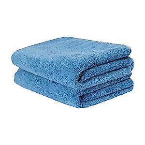 MW Pro Detail Microfiber Car Towels (24"x 36") | 400 GSM | 80/20 Blend | Tagless | Soft Satin Piped Edges | All-Purpose Auto Detailing - Wax, Buff, Polish, Wash, Dry | 2 Pack (Blue)