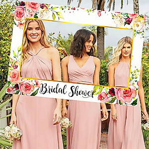 JeVenis Floral Bridal Shower Photo Booth Props Bride to Be Photo Booth Frame Floral Bridal Shower Party Supplies Hen Party Bachelorette Party Supplies