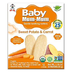 Hot-Kid Baby Mum-Mum Rice Rusks, Organic Sweet Potato & Carrot, 24 Pieces (Pack of 6)