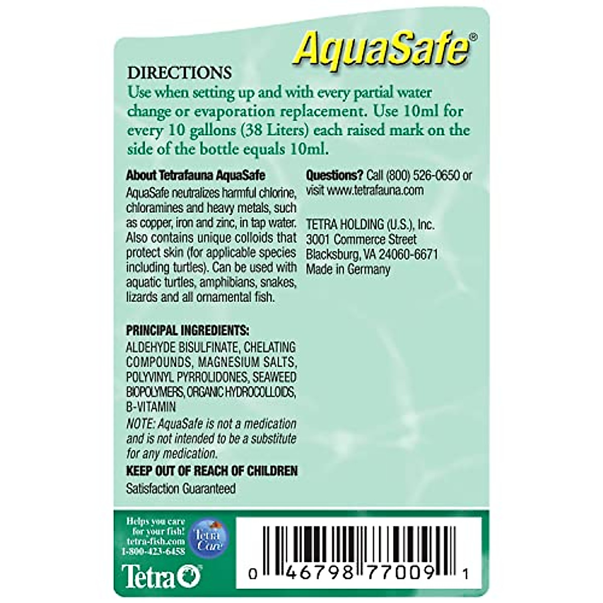 TetraFauna AquaSafe Water Conditioner for Reptiles & Amphibians 3.38oz (75077009)