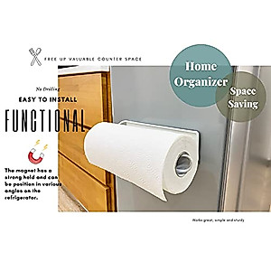 Magnetic Paper Towel Holder for Refrigerator- for Toolbox, Grill, RV, Fridge, Magnetic Towel Bar for Garage, Laundry Room, Bathroom, Kitchen, Metal White