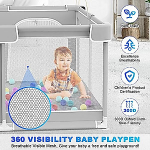 Baby Playpen, Baby Playard, Playpen for Babies with Gate Indoor & Outdoor Kids Activity Center with Anti-Slip Base, Sturdy Safety Playpen with Soft Breathable Mesh, Kid's Fence for Infants