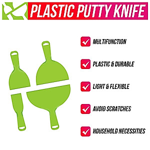 BANGBANGSING 4 Pack Putty Knife, Large Size Pack, Flexible Plastic Paint Scraper Tool for Spackling, Wallpaper Scraper Plastic, Spatula Scraper, Spackle Tools